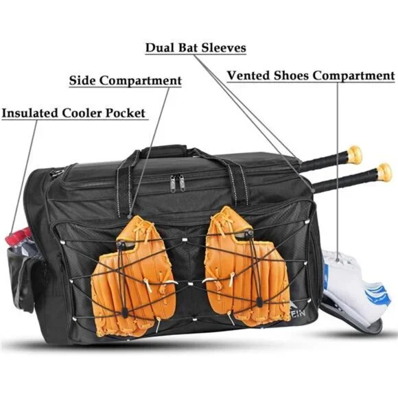 Baseball Bag, Catchers Gear Bag for Baseball Equipment, Shoes Compartment